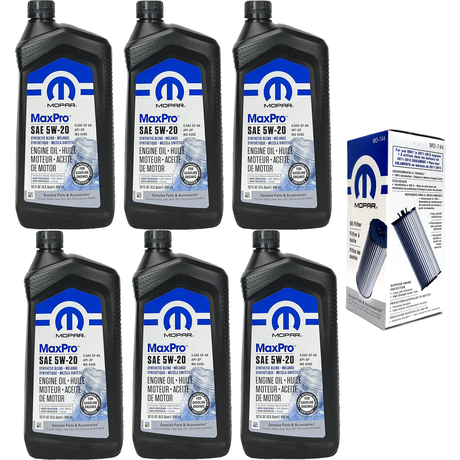 okpetroleum.com: Mopar MaxPro 5W-20 SAE Motor Oil Change Kit - 6 Quarts ...